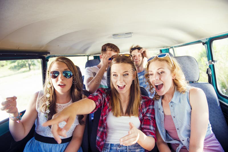 Young Hipster Friends a on Road Trip Stock Photo - Image of camping ...