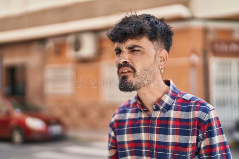 Young Hispanic Man Angry Screaming at Street Stock Image - Image of ...