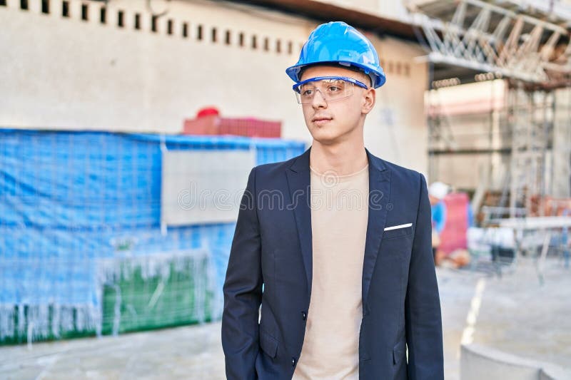 Young Hispanic Man Architect Standing at Street Stock Image - Image of ...