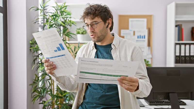 Handsome Hispanic Man Eating Salad in a Modern Office at Night Stock ...