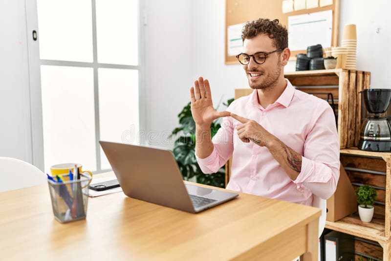 Young Hispanic Man Having Video Call Communicating with Deaf Sign ...