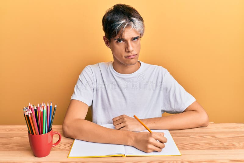 Sad Crying Guy Writing in His Diary with Miserable Face, Look ...