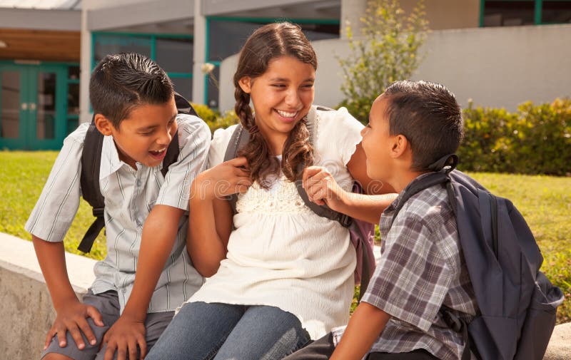 Happy Young Hispanic Boy Ready for School on White Stock Image - Image ...