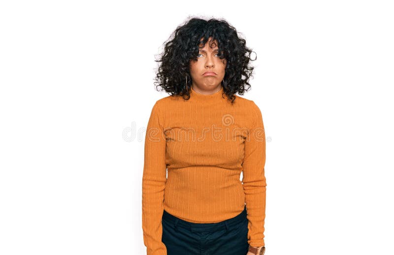 Young Hispanic Woman Wearing Casual Clothes Depressed And Worry For