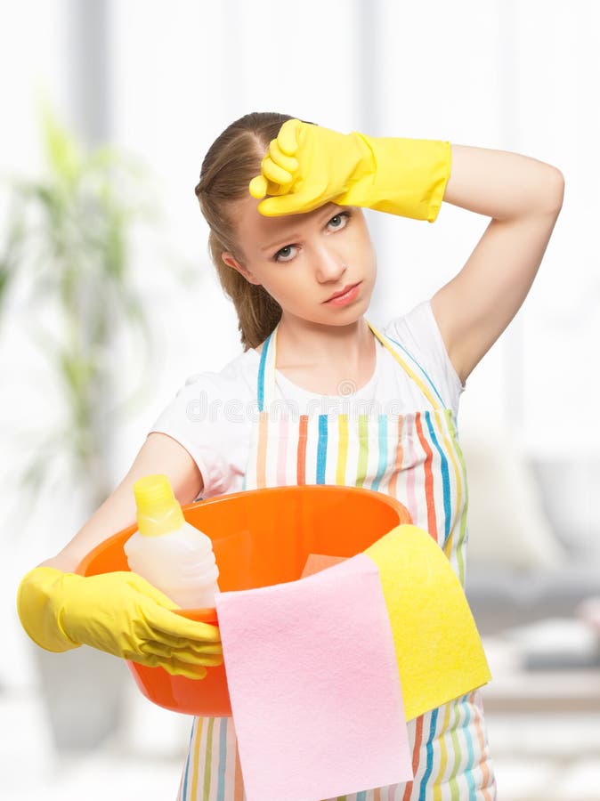 Young Housewife is Tired of Housework Stock Image - Image of ...