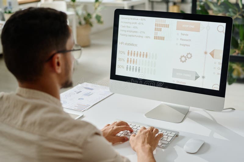 Young HR Manager Typing on Keyboard Stock Image - Image of work, screen ...