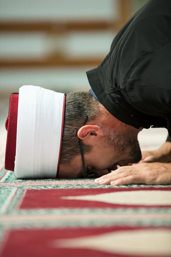 Young Imam Praying Inside of Beautiful Mosque Stock Image - Image of ...