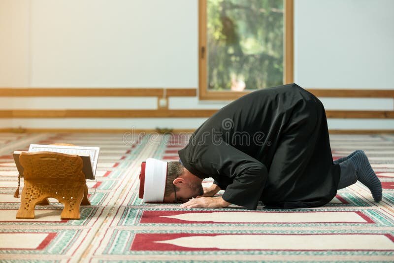 Young Imam Praying Inside of Beautiful Mosque Stock Image - Image of ...