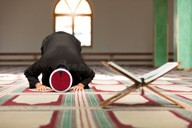 Young Imam Praying Inside of Beautiful Mosque Stock Image - Image of ...
