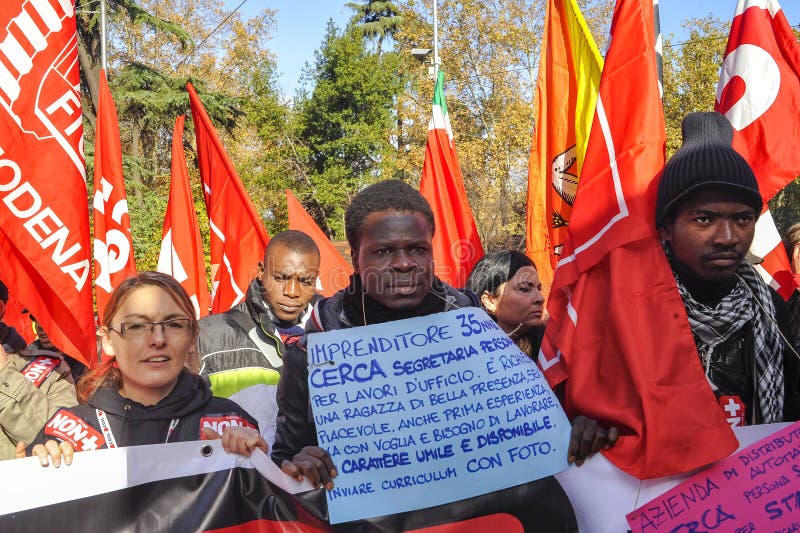 Young Immigrant Workers and Students Marching during a Syntacal Protest ...