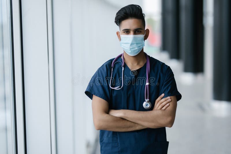 Young Indian Doctor with Mask at Hospital Stock Photo - Image of indian ...