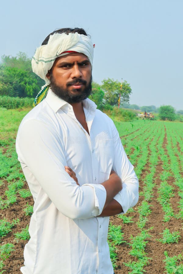 Young Indian Farmer in Agriculture Field Stock Photo - Image of natural ...