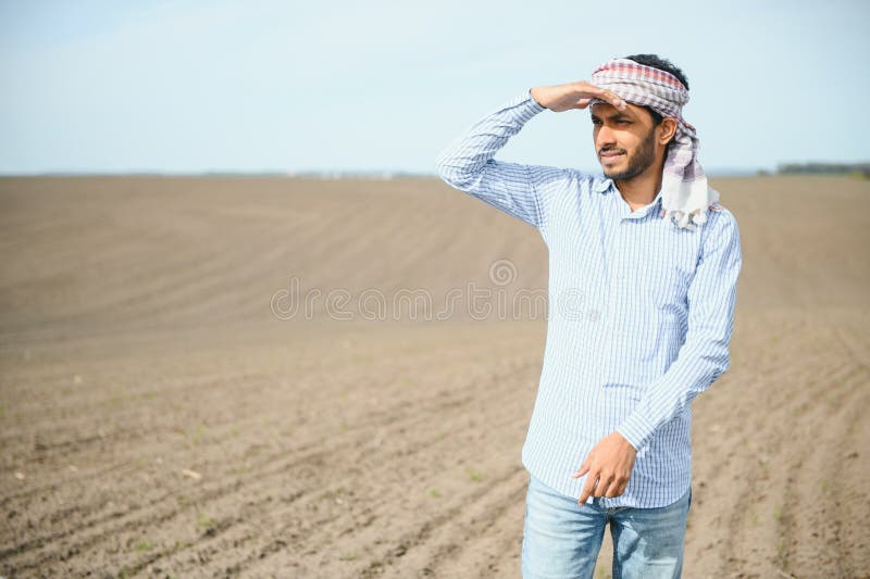 Young Indian Farmer at Agriculture Field. Stock Image - Image of indian ...