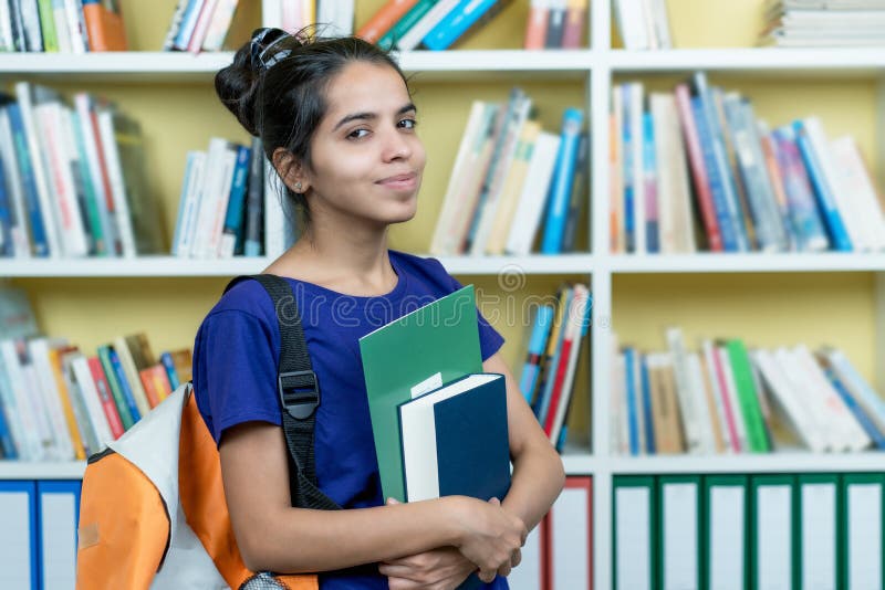 Successful Indian Female Student with Books and Paperwork Stock Photo ...