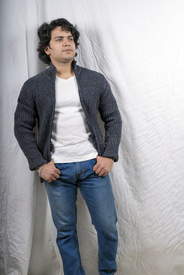 Young Indian Male Model Wearing Sweater Stock Image - Image of calm ...