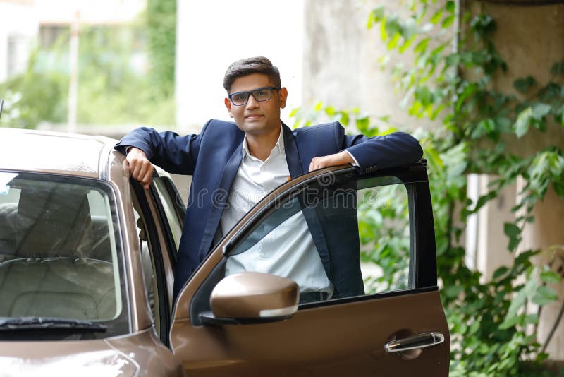 Young Indian Man with His Car Stock Image - Image of confidence, open ...