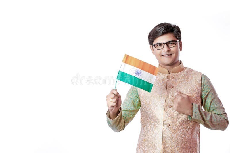 Man Holding Indian Flag in Hand, Sketch Drawing of Indian Man Holding ...