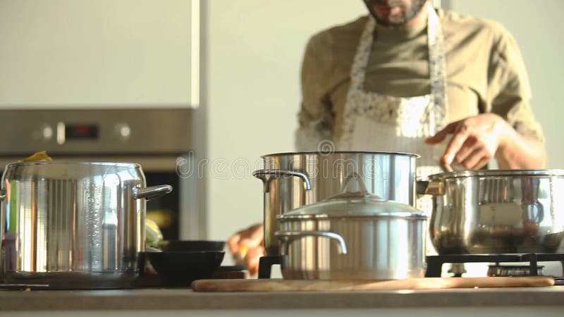 Young Indian Man Preparing Lunch in the Kitchen Stock Footage - Video ...