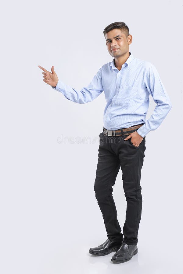 Young Indian Man Showing Direction with Hand Stock Photo - Image of ...
