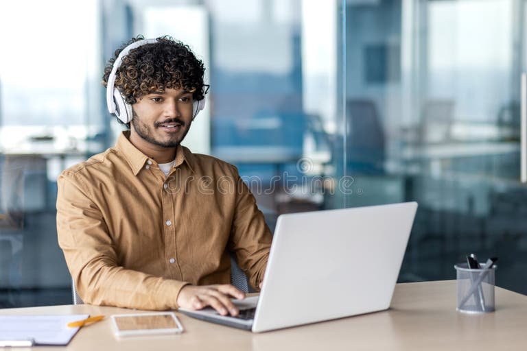 Young Indian Programmer Working Inside Office with Laptop, Man in ...
