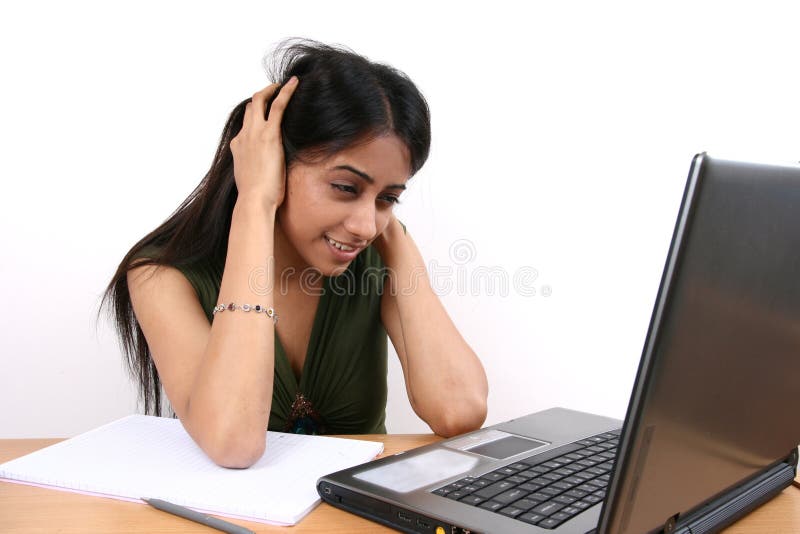 Young Indian Student Working on a Laptop. Stock Photo - Image of ...