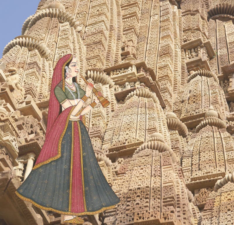 Young Indian Woman Playing a Flute, Stock Image - Image of decoration ...
