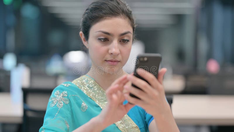 Young Indian Woman Using Smartphone Stock Image - Image of indian, busy ...