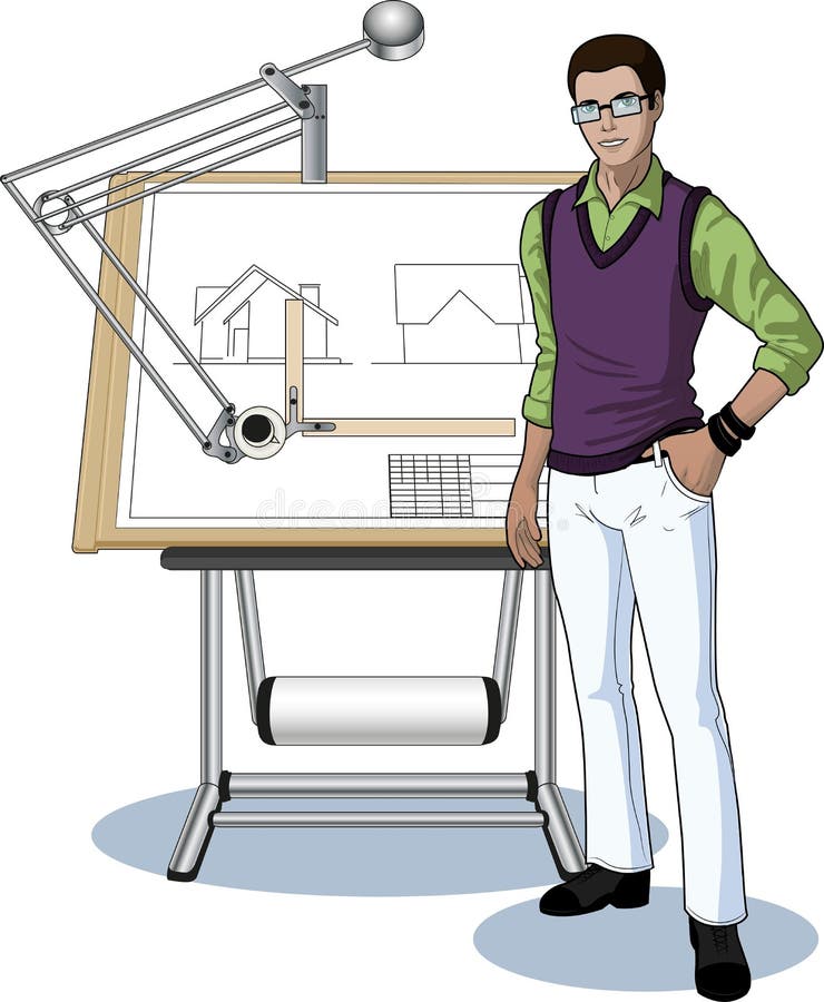 Architect Student and Worker Set Isolated on White Background Stock ...