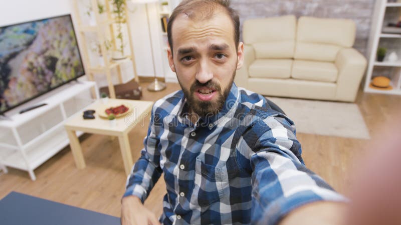 Young Influencer Talking with the Camera while Recording a Vlog Stock ...