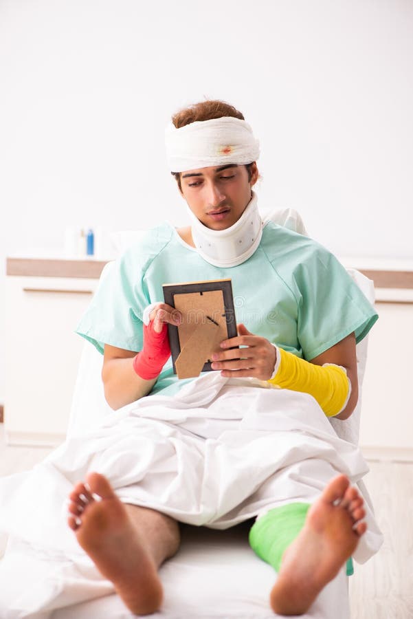 The Young Injured Man Staying in the Hospital Stock Photo - Image of ...