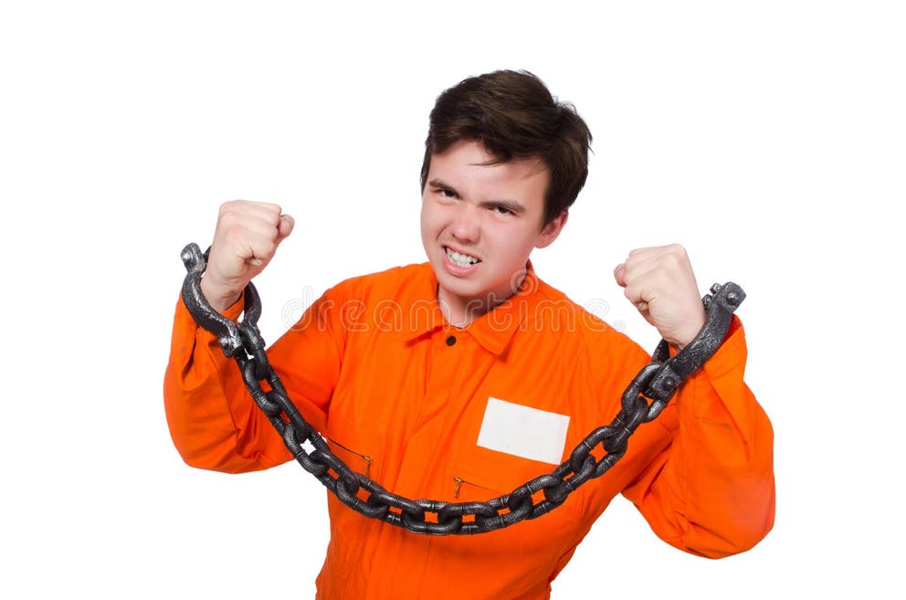 Young Inmate with Chains Isolated Stock Photo - Image of bondage ...