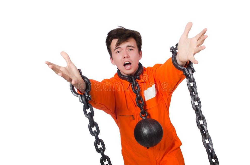 Young Inmate with Chains Isolated Stock Photo - Image of isolated ...