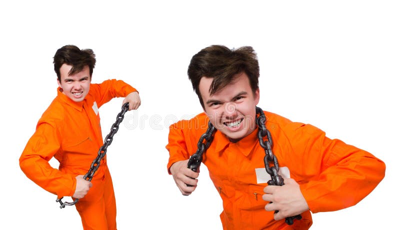 The Young Inmate with Chains Isolated on the White Stock Photo - Image ...
