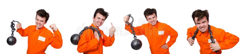 The Young Inmate with Chains Isolated on the White Stock Photo - Image ...