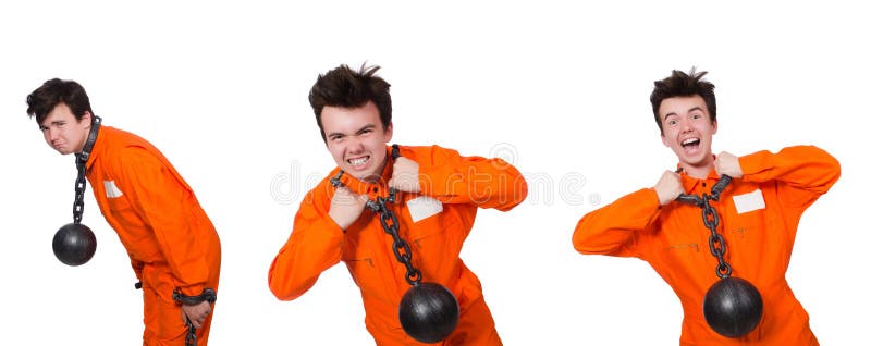 The Young Inmate with Chains Isolated on the White Stock Photo - Image ...