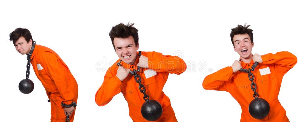 The Young Inmate with Chains Isolated on the White Stock Photo - Image ...