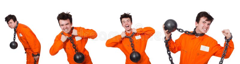 The Young Inmate with Chains Isolated on the White Stock Photo - Image ...