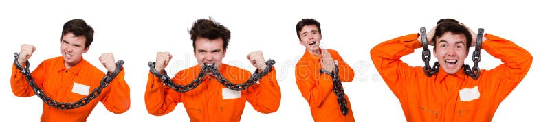 The Young Inmate with Chains Isolated on the White Stock Photo - Image ...