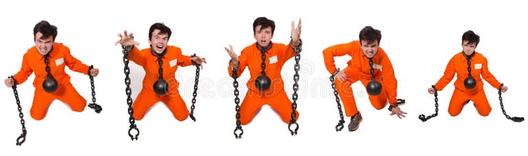The Young Inmate with Chains Isolated on the White Stock Photo - Image ...