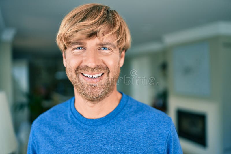 Young Irish Man Smiling Happy Standing at Home Stock Photo - Image of ...