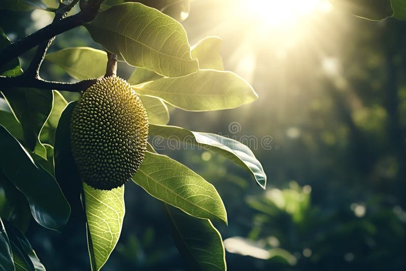 Young Jackfruit Growing Tree Branch Bright Sunlight Stock Photos - Free ...