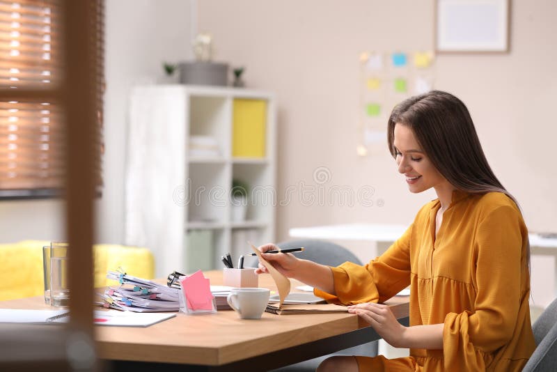 Young Journalist at Workplace in Office Stock Image - Image of desktop ...