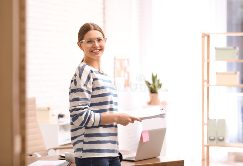 Young Journalist at Workplace in Office Stock Photo - Image of ...
