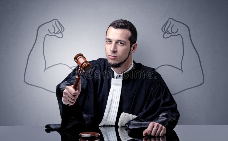 Brawny Judge Making Decision Stock Image - Image of hammer, point ...