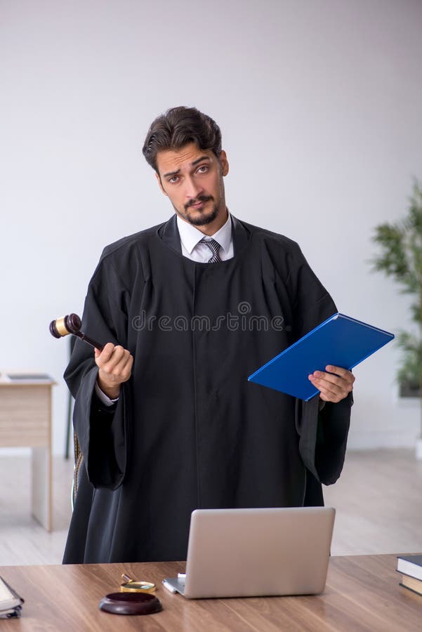 Young Male Judge Working in the Courthouse Stock Image - Image of ...
