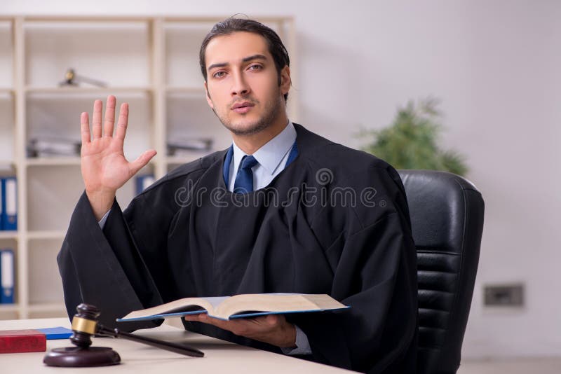 Young Male Judge Working in Courthouse Stock Photo - Image of court ...