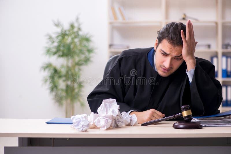 Young Male Judge Working in Courthouse Stock Photo - Image of ...