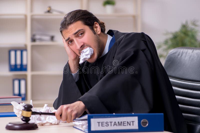 Young Male Judge Working in Courthouse Stock Photo - Image of eating ...