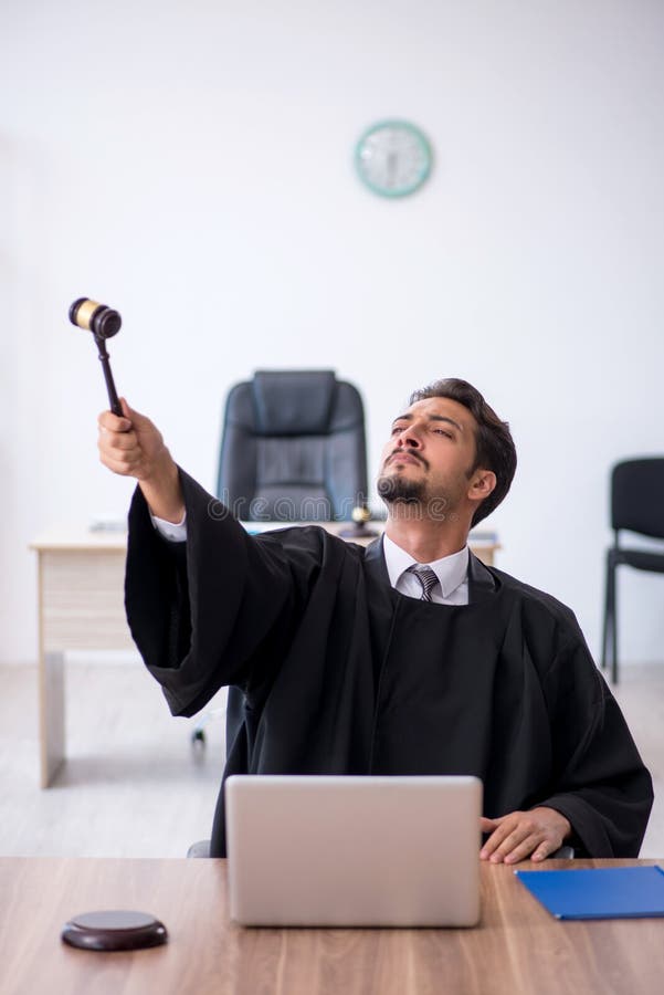 Young Male Judge Working in the Courthouse Stock Image - Image of ...