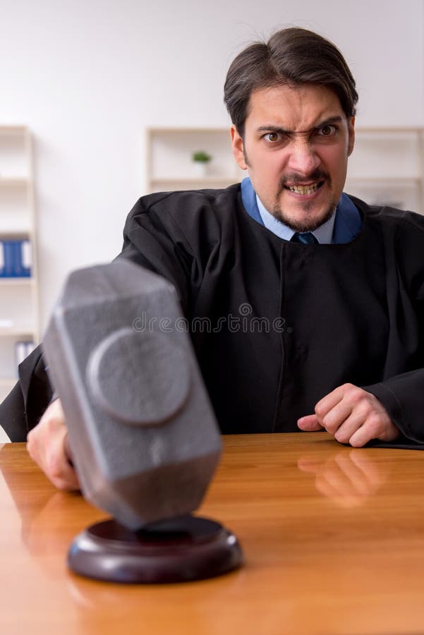Young Male Judge Working in the Courtroom Stock Photo - Image of ...